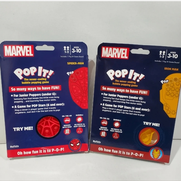 Marvel | Toys | Lot Of 2 Marvel Pop It Fidget Sensory Spiderman Iron ...